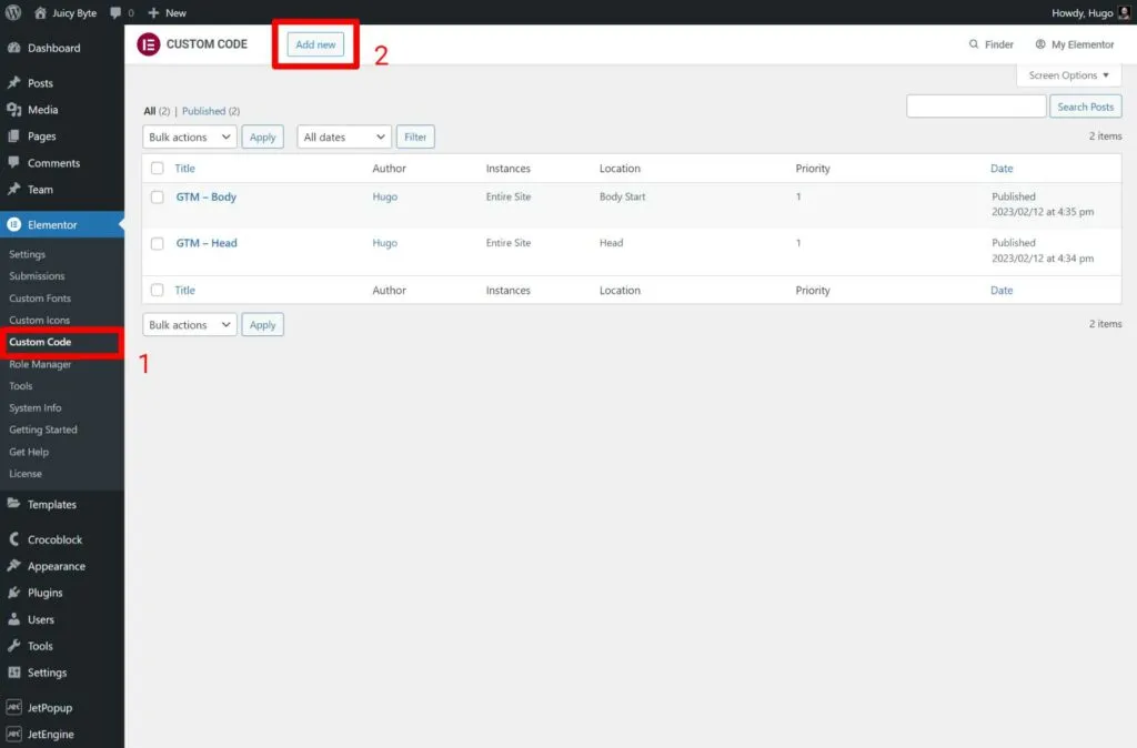 Add Google Tag Manager to Elementor - Easy Method - Hugo Makes
